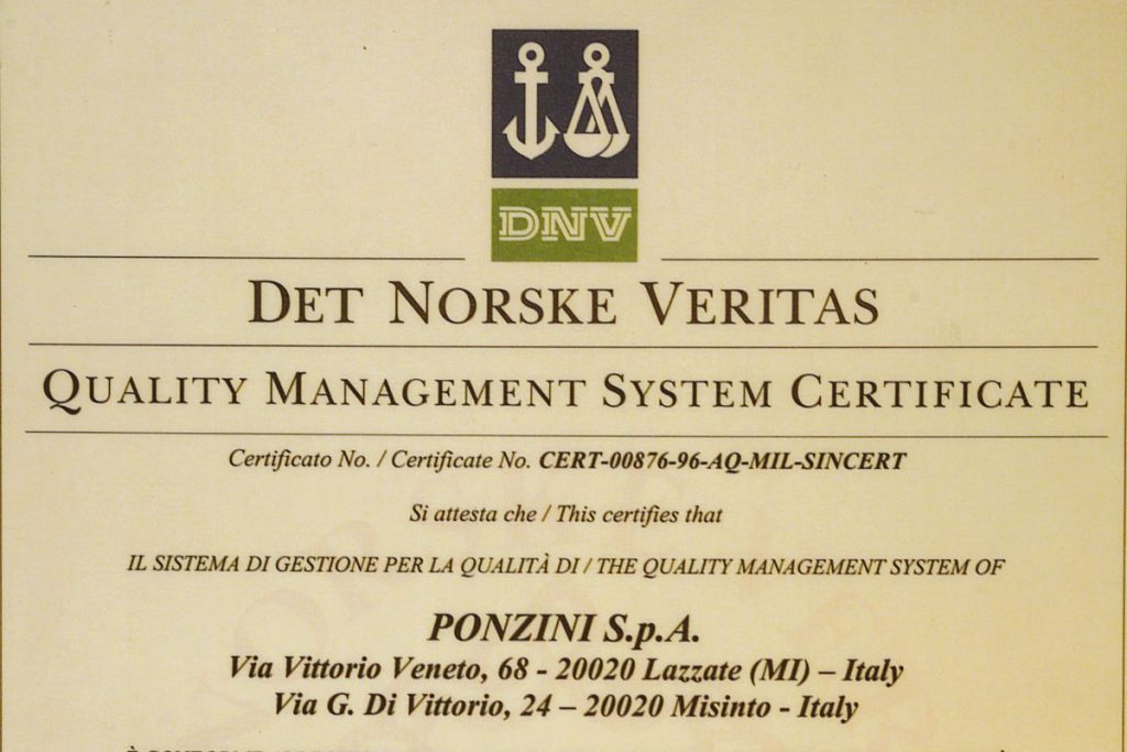 Ponzini S.p.A. Research, innovation and quality since 1862
